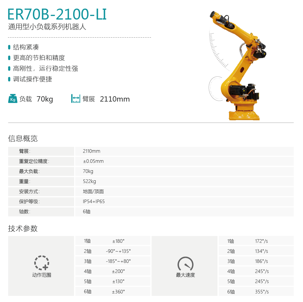 埃斯顿ER70B-2100-LI国产工业六轴机器人 - 森索工控技术（苏州）有限公司